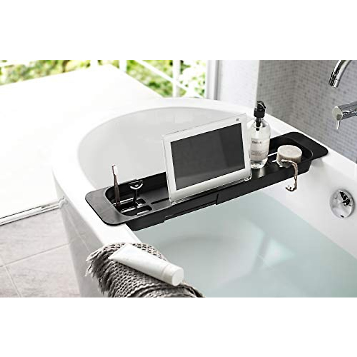 Yamazaki Home Tower Expandable Bathtub Caddy – Bathroom Tray Table Holder