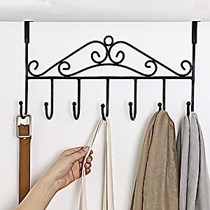 Over The Door Hooks,Over The Door Hanger for Hanging,Over Door Towel Rack Coat Rack Hanger Hooks for Clothing,Anti-Rust Overdoor Organizer Rack with 7 Hooks for Bathroom Bedroom Hat Purse Robe
