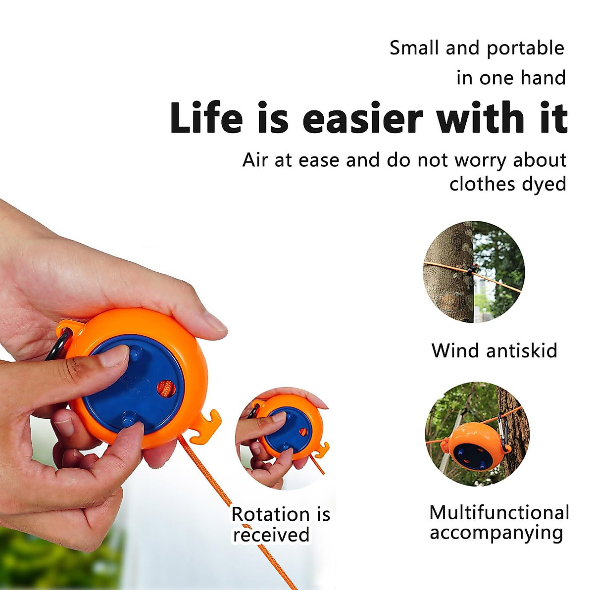 Portable Travel Clothesline Cord, Adjustable Camping Clothes line, Heavy Duty Washing Line with 20 Clothespins & 10 Stoppers for Indoor/Outdoor, Camping, Travel, Courtyard 26ft, 2Pack