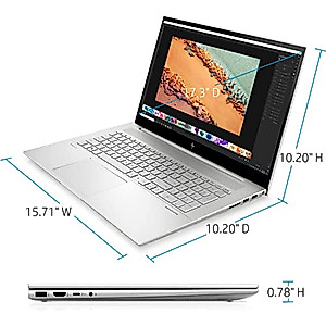 HP Envy 17 Laptop, 17.3" FHD Touchscreen Display, 12th Gen Intel Core i7-1255U, 16GB RAM 1TB SSD, Wi-Fi, Webcam, Backlit Keyboard, Fingerprint Reader, Windows 11 Home, Silver