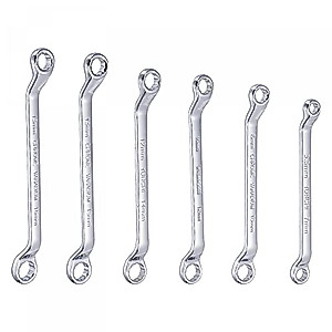 uxcell 45-Degree Offset Box End Wrench Set, 5.5-16mm Metric CR-V Steel with Rolling Pouch, 6-Piece