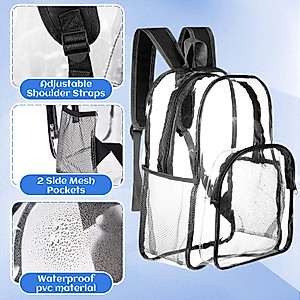 12 Pcs Clear Backpack Heavy Duty Clear Bookbags Clear Backpack Stadium Approved 17 Transparent See Through Backpacks for Stadium, Concert, Sports, Work, School, Security