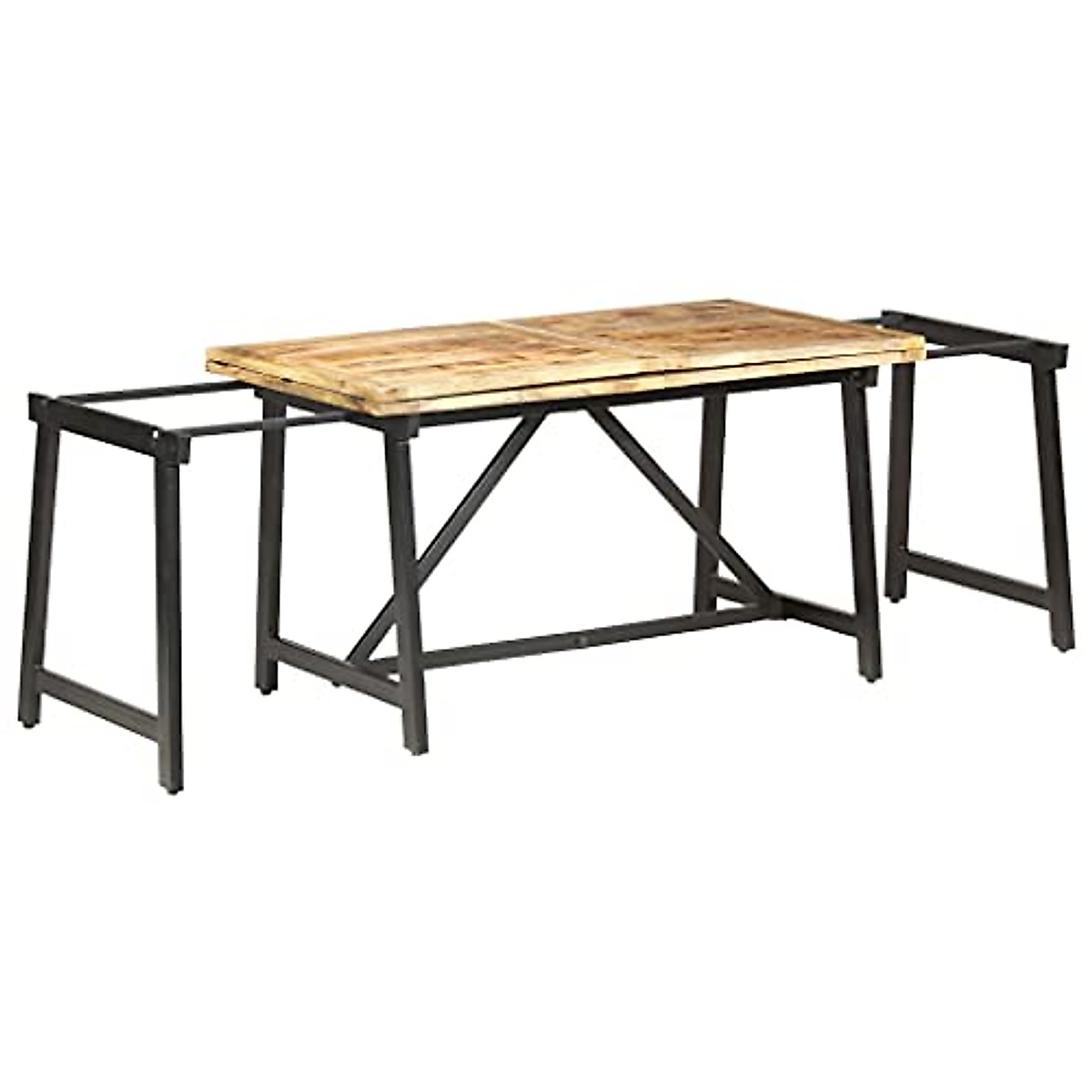 VRAXO Extendable Dining Table 110.2"x31.5"x29.5" Solid Mango Wood,Kitchen & Dining Room Tables-132.31lbs