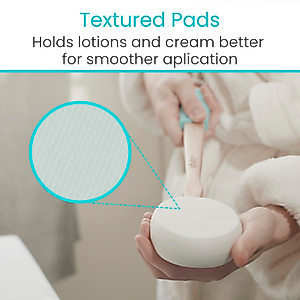 Vive Back Lotion Applicator Replacement Pads (6 Pack) - Long Reach Handle Loofah Sponge Shower Scrubber for Self Application - Body Bath Wash Brush for Skin Cream, Suntan, Tanning, Aloe - Men, Women