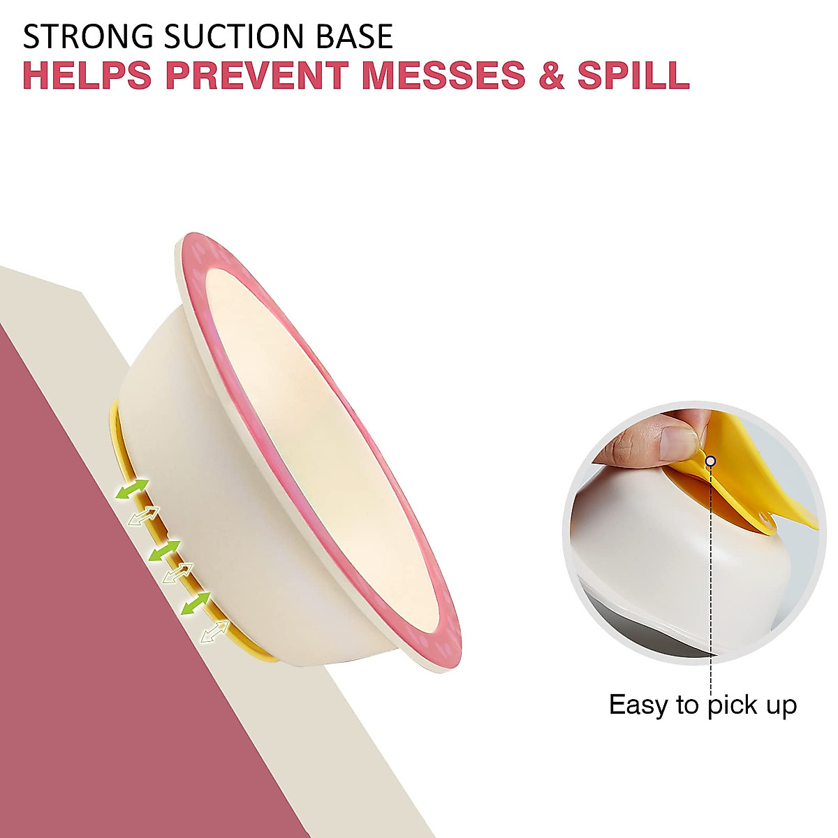 Greentainer 5 PC Kids Toddler Dinnerware Sets Bamboo Toddlers Dishes Set Kids Feeding Plates and Bowls Sets with Sunction and Utensil Flatware Durable & BPA Free