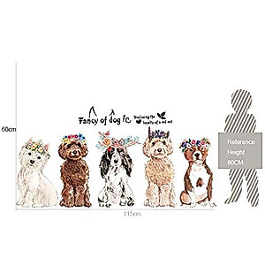 Fancy of Dog Large Size Wall Stickers Wall Decor for Bedroom Living Room Removable Vinyl Art Mural Decals for Girls Boys Kids