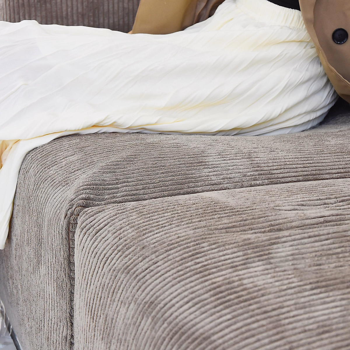 U-Shaped Modular Sectional Couch,181.1" Oversized Luxurious Corduroy Modular Sectional with Chaise Ottomans for Living Room, Wide 6 Seater Sofa Couch, Module's Cover Removable& Washable (Light Brown)