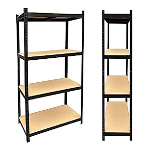 4 Tier Shelving Unit Shelf Metal Storage Shelves Metal Rack Heavy Duty Height Adjustable Commercial Grade Steel Utility Layer Shelf Rack Organizer 1411 LBS Capacity-63.78H x 31.5W x 15.74D inch,Black