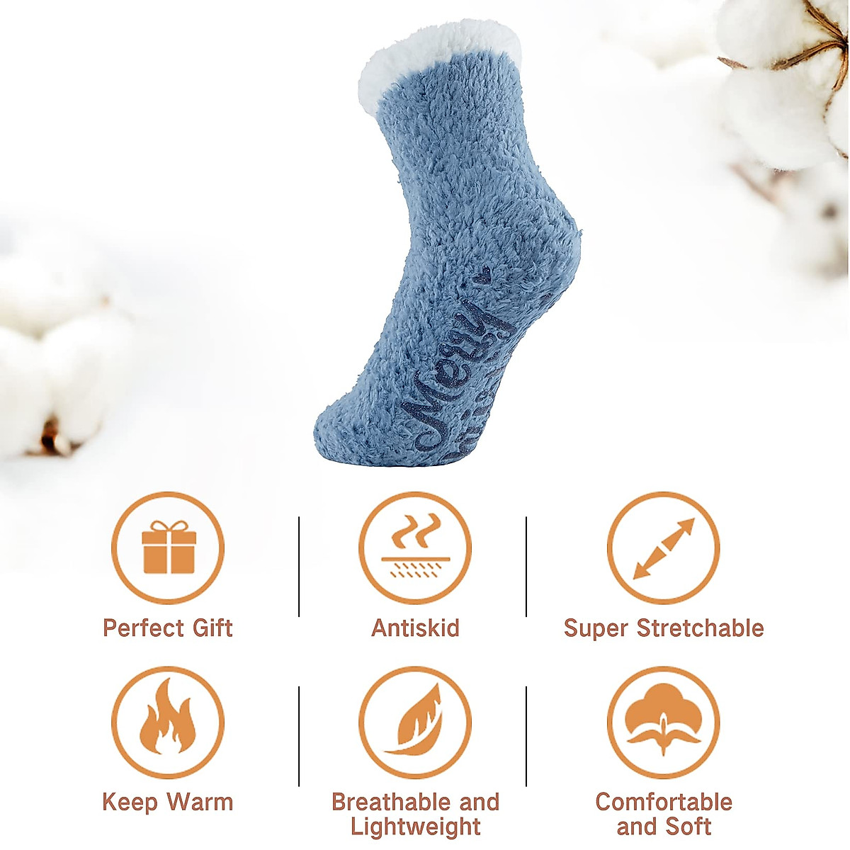 Century Star Womens Fuzzy Socks with Grips Hospital Socks Non Slip Slipper Socks Athletic Fluffy Cozy Gripper Yoga Pilates Socks for Christmas 5 Pairs Mixed Color