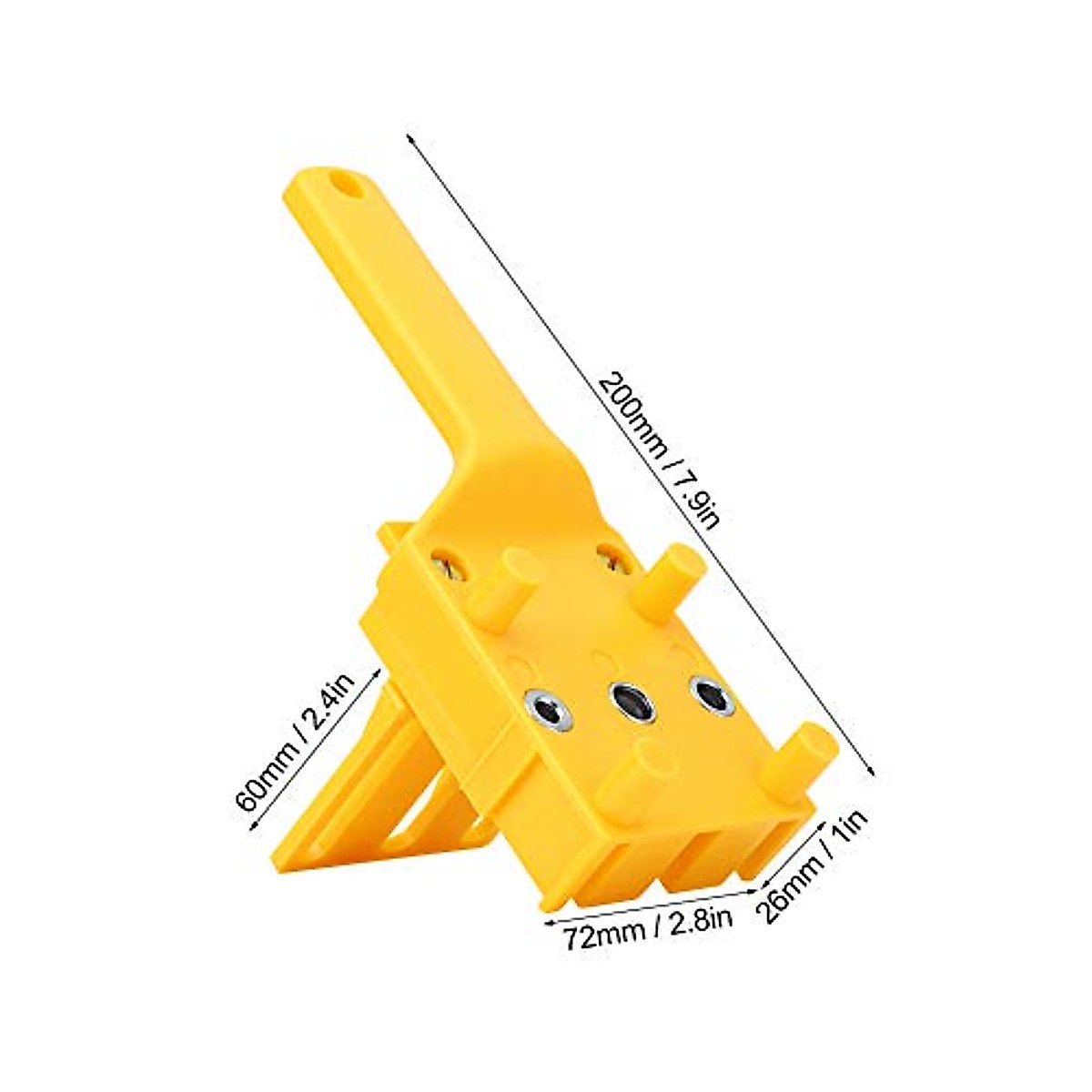 Woodworking Drilling Locator Straight Hole Locator， Handheld Woodworking Perforation DIY Tools Woodworking Dowel Jig Kit Hardware Template Guide Woodworking Tools(黄色)
