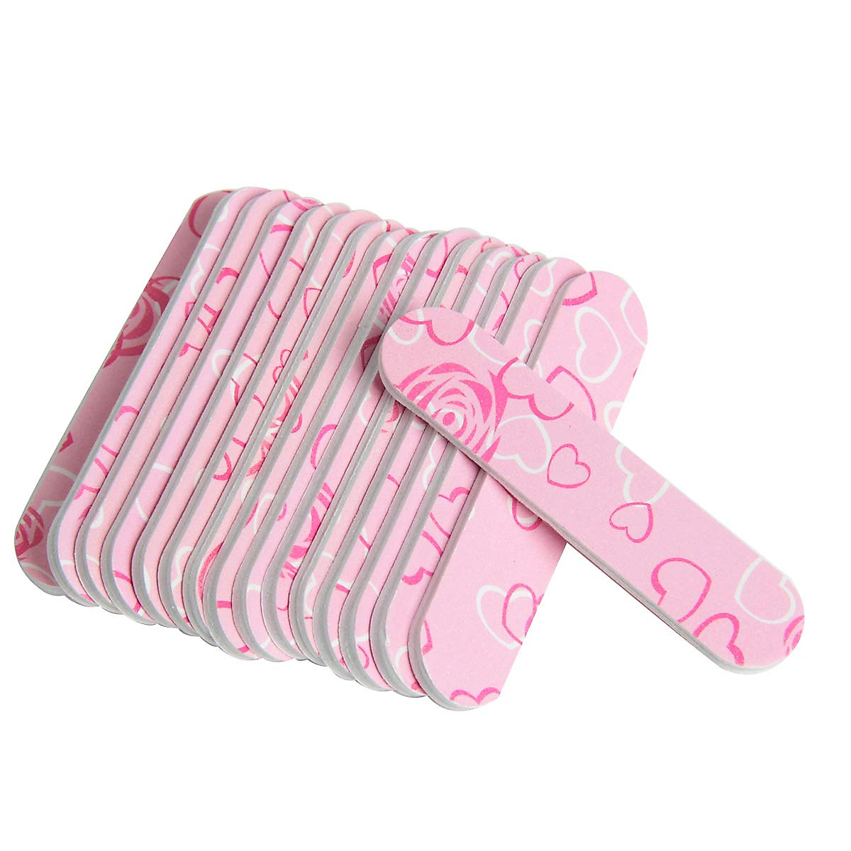 SBYURE 48 Pcs Colorful Girly Nail File,Double Sided Natural Emery Board Set Bulk for Women,Cosmetic Manicure,Color Random