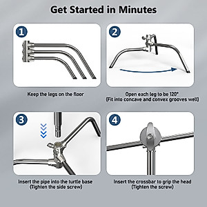 Photography C Stand with Boom Arm: 100% Stainless Steel - Takerers BS11 Heavy Duty Max Height 10.5ft/131inch Light Stands (2 Pack) with 4.2ft/50inch Holding Arm, 2 Grip Head, 2 Sandbag