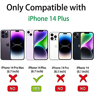 UYMO Crossbody Case for iPhone 14 Plus 6.7", Crossbody Cover with Neck Cord Strap,Transparent Clear PC TPU Lanyard Case with 2 Tempered Glass Screen Protector & 1 Camera Lens Protector,Black