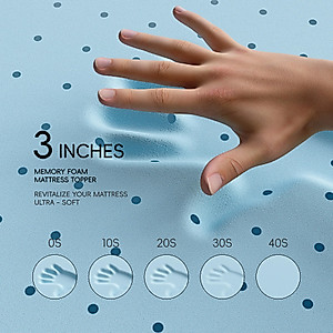 OWLLIGHT Mattress Topper, Memory Foam Gel Infused Bed Toppers with Washable Cover, High Density Dual-Layer Foam, CertiPUR-US Certified, 3 Inch (King, White)