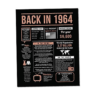 Katie Doodle Rose Gold 60th Birthday Decorations Party Supplies Anniversary Centerpiece Gifts for Women Turning 60 Years Old - Includes 8x10 Back in 1964 Print [Unframed], Rose Gold