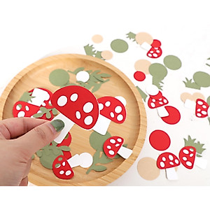 200PCS Mushroom Confetti - Woodland Party Table Decor, Woodland Confetti, Mushroom Theme Birthday Decorations, Fairy Party Confetti, Wild One Birthday Decor