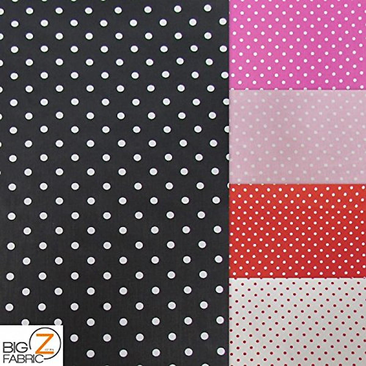 WHITE/RED SMALL POLKA DOTS PRINT POLY COTTON FABRIC 58"/59" WIDTH SOLD BY THE YARD (P93)