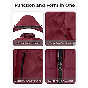 wantdo Women's Mountain Skiing Jacket Softshell Snowboarding Winter Coat Windbreaker Wine Red M