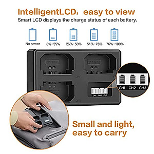 8.4V/850mA, Triple Charger for Sony NP-FZ100 Battery, Compatible with Sony A7III, A7SIII, A9, A9S Cameras, with LCD Display, Support Type-C and Micro USB, Sony a7iii Battery Charger