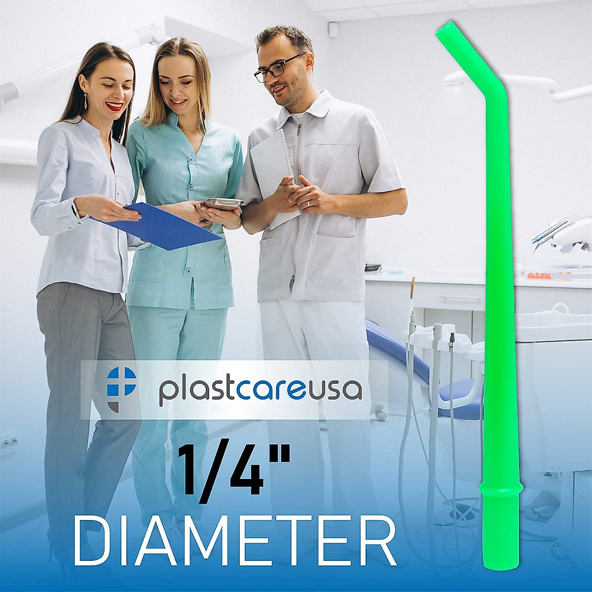 100 Large Dental Surgical Aspirator Aspirating Green Suction Tips, 1 4 Inch Diameter, 4 Bags of 25