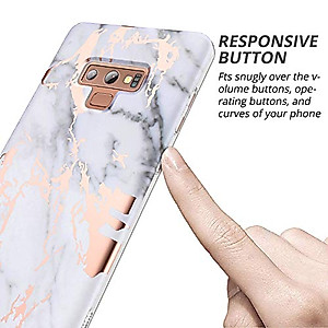 SURITCH for Samsung Galaxy Note 9 Marble Case, [Built-in Screen Protector] Natural Marble Full-Body Protection Shockproof Rugged Bumper Protective Cover for Galaxy Note 9 6.4 Inch (Gold Marble)