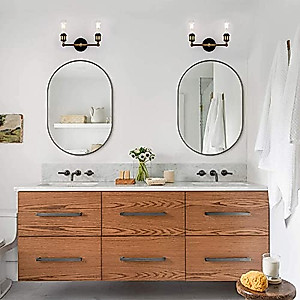 ANDY STAR Black Oval Mirror, 24x36 Oval Black Mirror in Stainless Steel Metal Frame for Bathroom, Entryway, Living Room, Contemporary 1" Deep Set Design Wall Mount Hangs Vertical or Horizontal