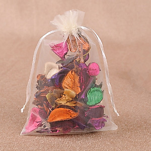 COTOSEY 50Pcs Organza Bags 12x16 inch Sheer Organza Favor Bags Extra Large Organza Drawstring Bags (White)