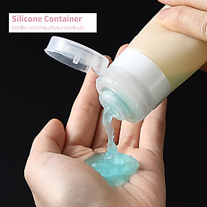 NELSHP Travel Bottles for Toiletries 2.9oz Tsa Approved Silicone Travel Size Containers Leak Proof Refillable Liquid Travel Accessories with Labels for Shampoo Conditioner(Blue/Pink/Orange/Ivory)