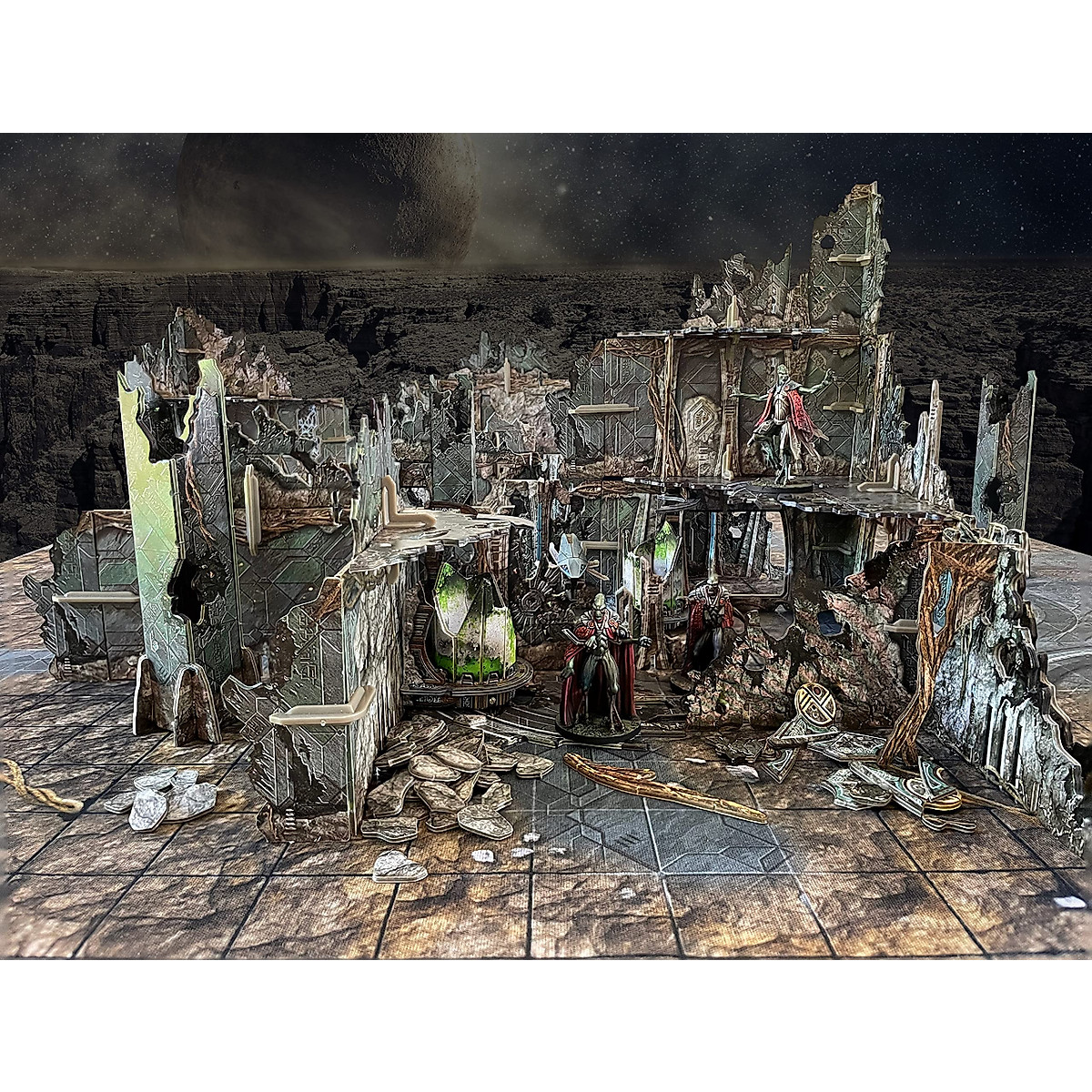 Battle Systems - Modular Tabletop 3D Gaming Sci-Fi Terrain - Perfect for 28mm-35mm Miniatures and Figures - No Painting Required - Science Fiction Aliens 40K Wargame - (Alien Catacombs)