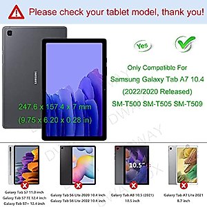 DWaybox for Samsung Galaxy Tab A7 10.4 Case 2020 2022 Released T500 T505 SM-T509 Armor Heavy Duty TPU Soft + PC Hard Rugged Case 2in1 Combo Dual Layer Shock-Absorbing Cover with Stand -Black