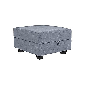 HONBAY Square Ottoman Module for Modular Sectional Sofa, Storage Ottoman Footrest and Seat Cube, Bluish Grey