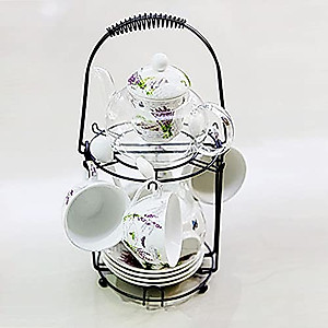 YY YEARCHY Coffee Cup Stand Holder Display Stand Mug Tea Rack Cup and Saucer Countertop Storage Organizer Dryer Hook Decoration (13.4" X 6" X 6", Black)