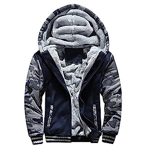 Sportswear Men's Winter Plus Velvet Camouflage Coat Large Size Slim Fit Jacket Blue