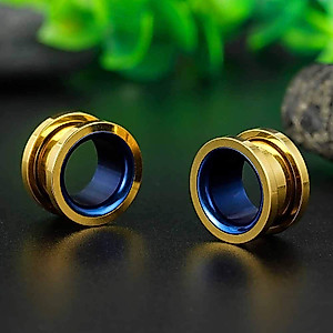 COOEAR Ear Gauges Screw Surgical Steel Plugs, Flesh Stretchers Earrings, Size 2g to 30mm Colorful Tunnels.