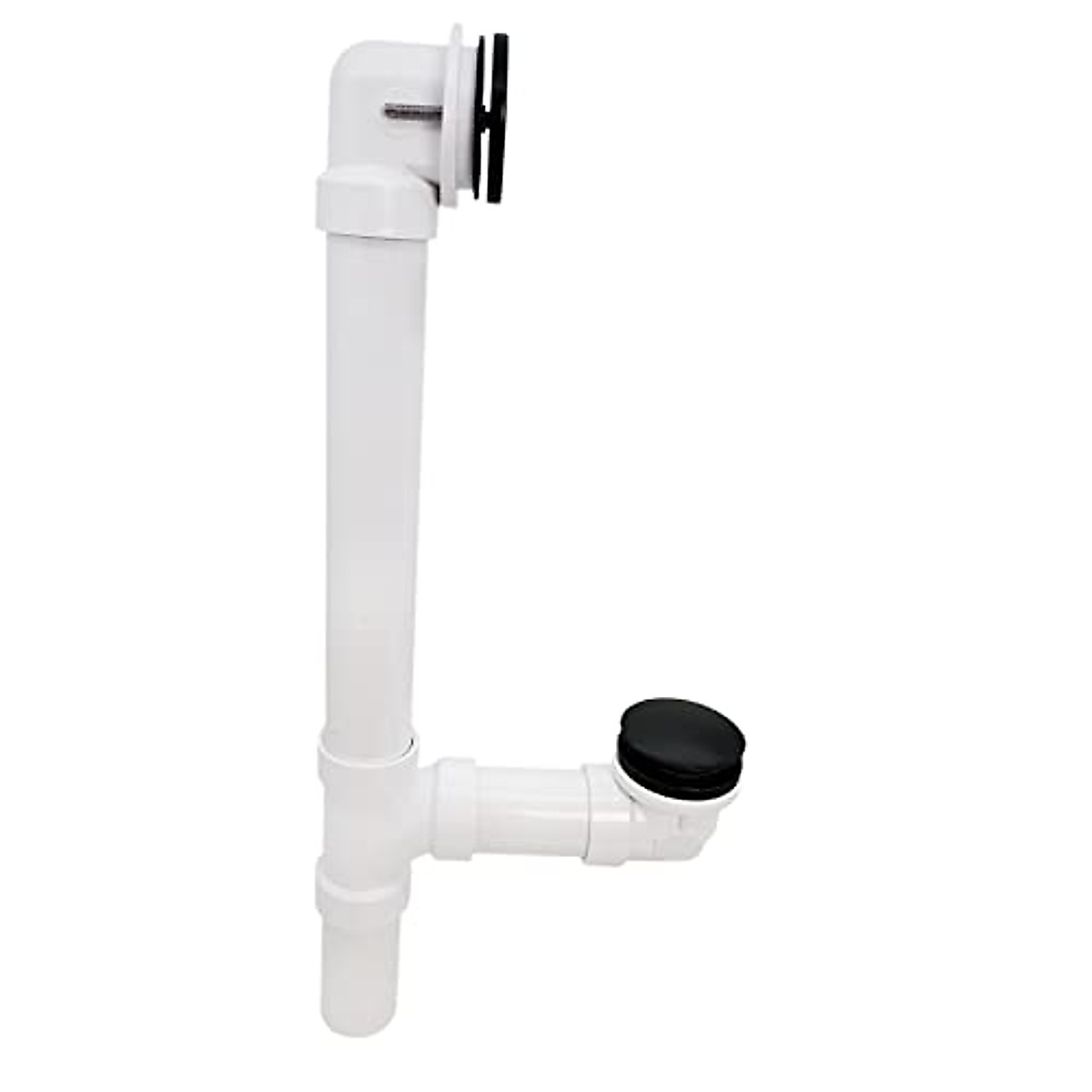 Westbrass 493244H-62 12" & 4" Bath Waste & Overflow Assembly with Tip-Toe Drain Plug and Illusionary Faceplate-SCH. 40 PVC Pipe, 1-Pack, Matte Black