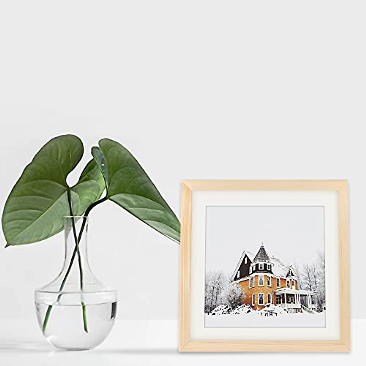 Picture Frames 10x10 Grain Nature Solid Wood 2 Pack for Wall Mount and Tabletop Display