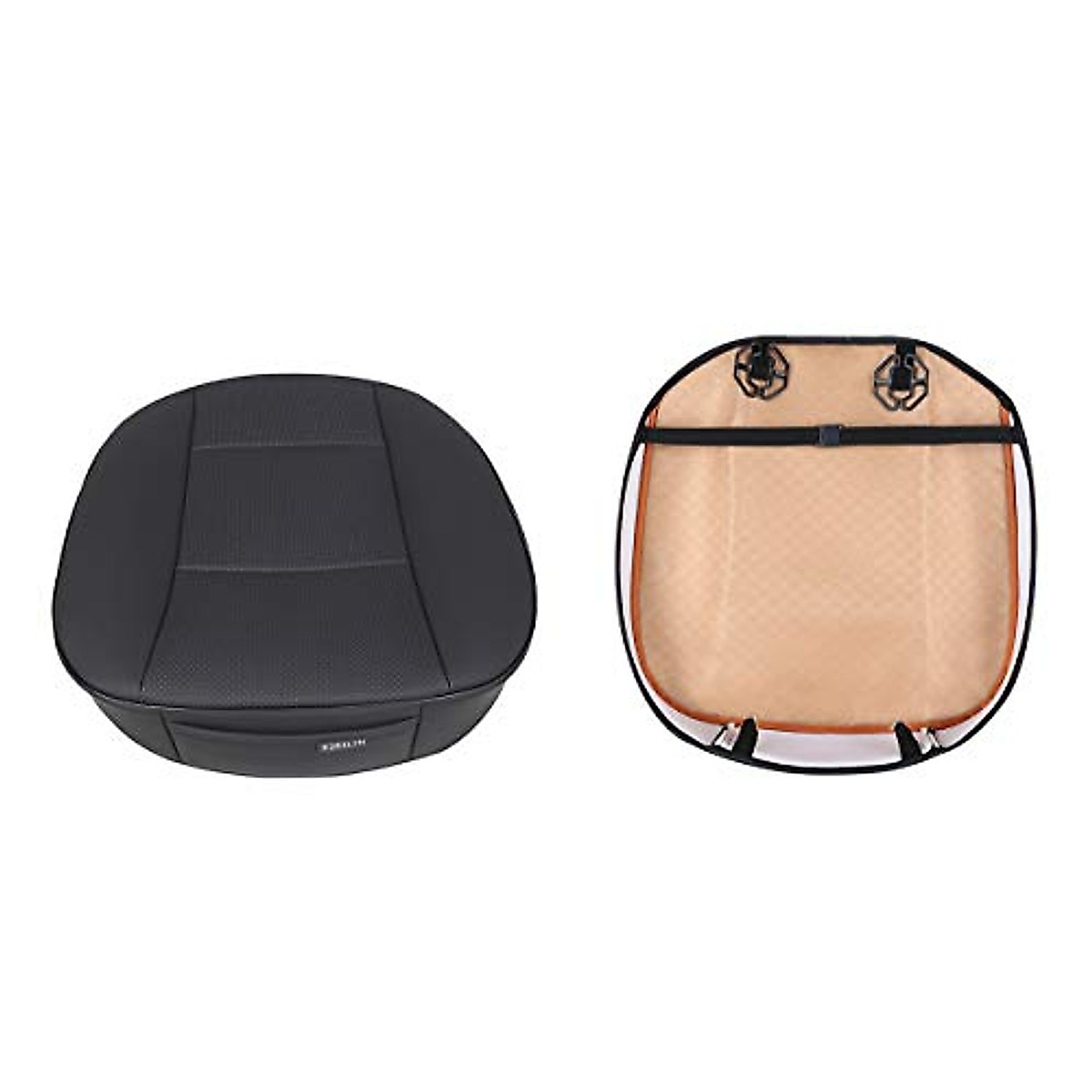 EDEALYN Ultra-Luxury PU Leather Car Seat Protection Car Seat Cover for Most Four-Door Sedan & SUV,Single Seat Without Backrest 1PCS (W 20.5''× L21''×Thick 0.2'') (3D - Black)