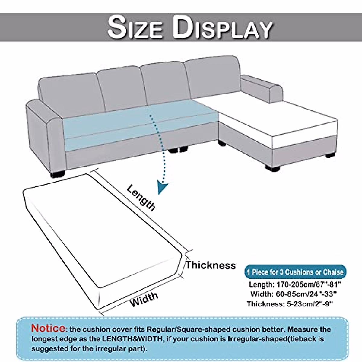 Rosnek Couch Cushion Covers Stretch for Individual Sofa Cushion,Soft Velvet U Shaped Sectional Couch Covers Sofa Slipcover for Seat Cushion Replacement,Large