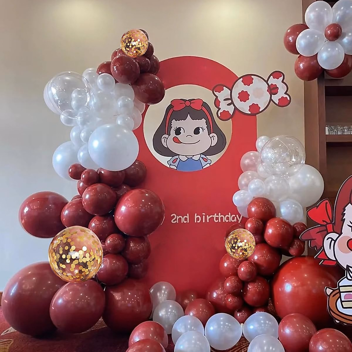 MEBAY Burgundy Balloon Arch Kit, 141 Pcs Maroon Metallic Chrome Gold Rose Gold and White Latex Balloons Different Sizes 18 12 10 5 Inch for Birthday Wedding Anniversary Bridal Bachelorette Wine Party