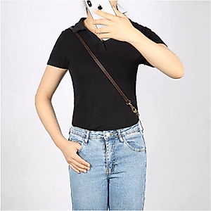 Genuine Leather Cross Body Strap for Alma BB Damier Ebene Pochette Eva Favorite PM MM Mini 10mm Coated Dark Brown with Gold Hardware (Brown120cm Gold HW)