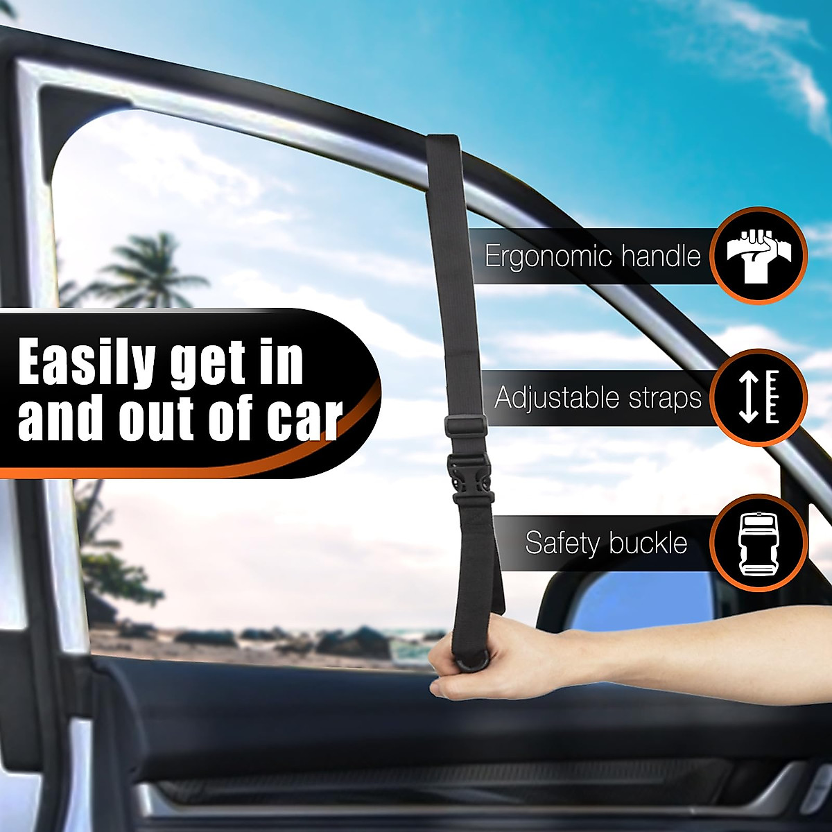 KOUNATSURI Car Handle Assist for Elderly Car Door Handle Multifunction Handle Car Door Latch Handle for Seniors and Handicapped(Red)