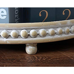 Funly mee Large Size Rustic Wood and Metal Three Tier Farmhouse Tray with Decorative Bead (3-Tier)