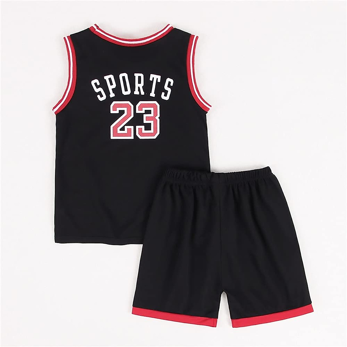 GLIGLITTR Toddler Kid Basketball Jersey Outfit Baby Boy Girl Letters Tank Top + Track Shorts Sets Boy Summer Clothes (Black, 4-5T)