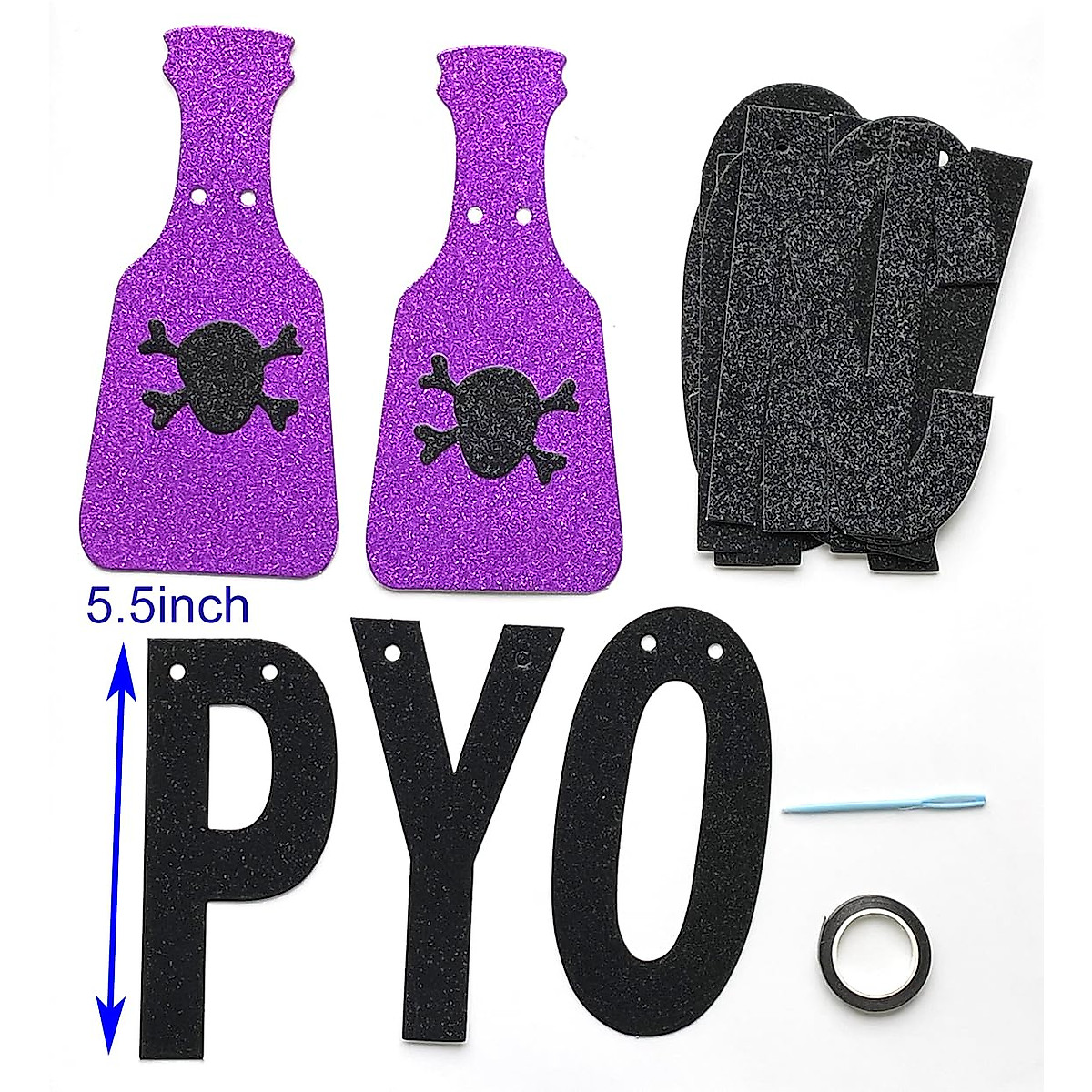 Black Glitter Pick Your Poison Banner, Halloween Hocus Pocus Party Decorations, Black and Purple Pick Your Poison Halloween Party Banner for Haunted Mansion Home Decor