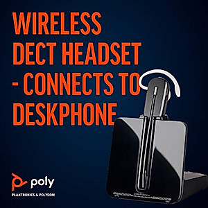 Plantronics - CS540 Wireless DECT Headset (Poly) - Single Ear (Mono) Convertible (3 wearing styles) - Connects to Desk Phone - Noise Canceling Microphone