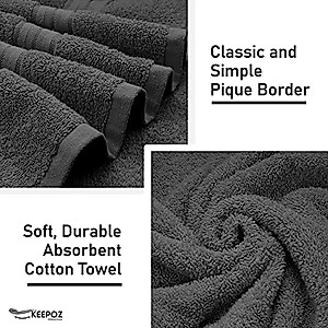 KEEPOZ 4 Piece Bath Towels Set, Premier Cotton 600GSM, (30x54 Inches) Extra Large, Lightweight, and Highly Absorbent Quick Drying Luxury Bath Towels Set for Bathroom, Gym, Spa and Hotel (Grey)