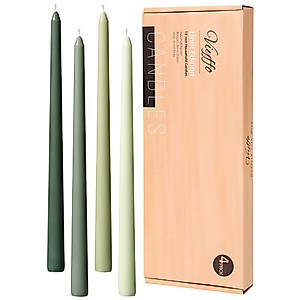 Viyffo 12 Inch Green Taper Candles Set of 4 Unscented Smokeless Long Tall Tapered Candles for Candlesticks Sticks Wedding Home Decor Dinner