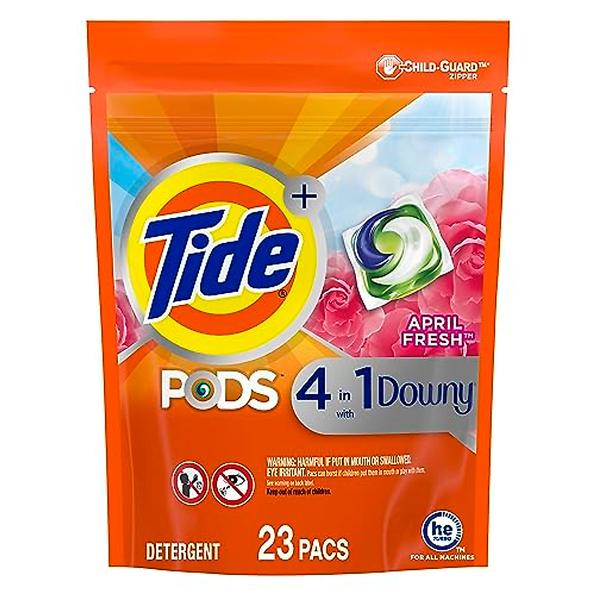 Tide PODS with Downy, Liquid Laundry Detergent Pacs, April Fresh, 23 count