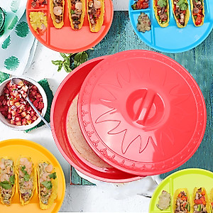 Viotiin Taco Plates, 4 Pack Taco Holder With Dividers, Extra Large Taco Trays For Soft & Hard Taco Shell, Dishwasher Safe -10 Inch