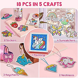 Gem Art, Kids Diamond Painting Kit with Big 5D Gem, Arts and Crafts for Girls Ages 4-12, Gem Craft Activities Kits, Premium Diamond Art Gift Ideas for Girls Crafts Ages 4, 5, 6, 7, 8, 9, 10, 11, 12